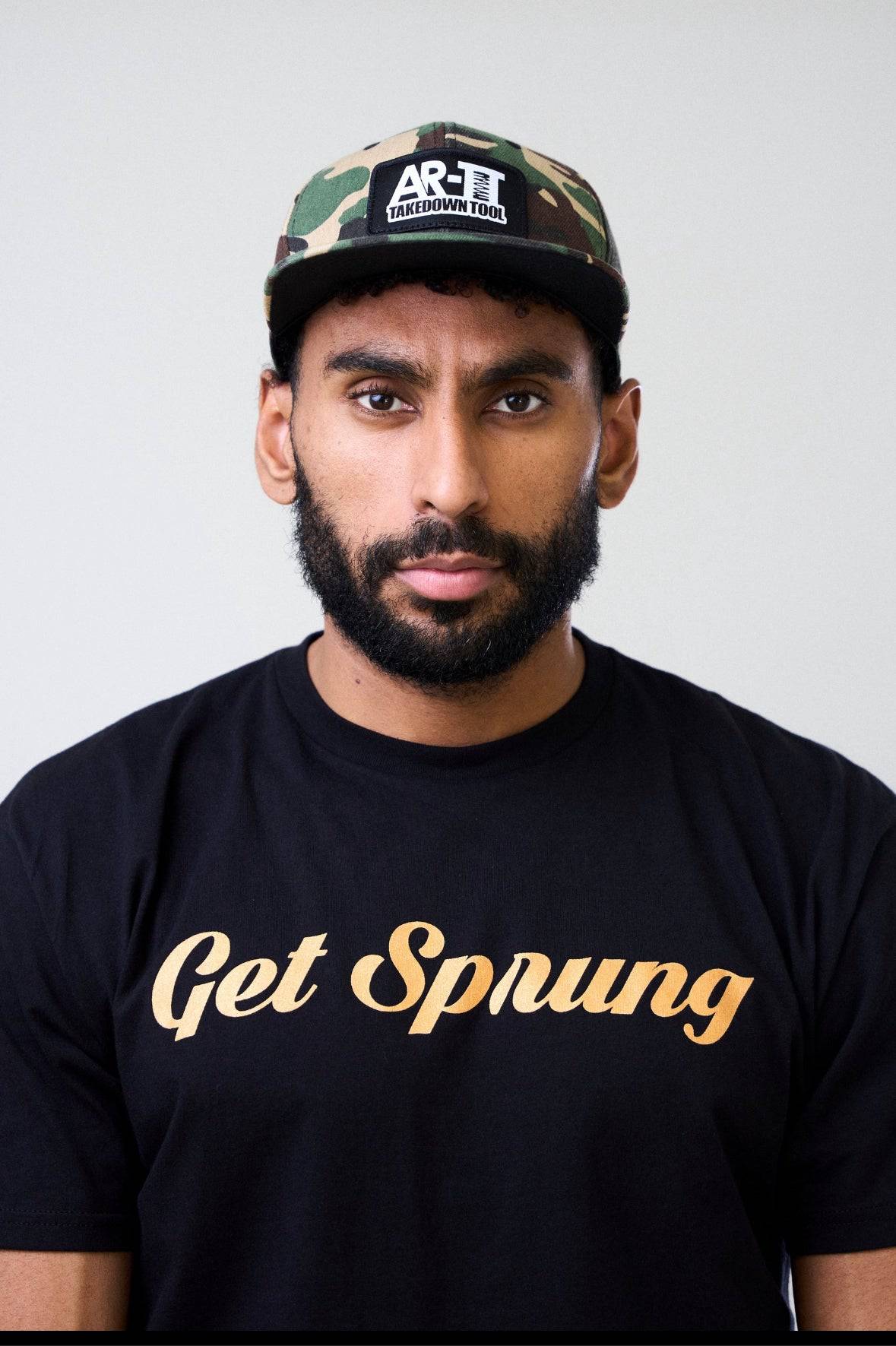 The GET SPRUNG Original on Black unisex T-shirt recycle cotton XS-XXL ...